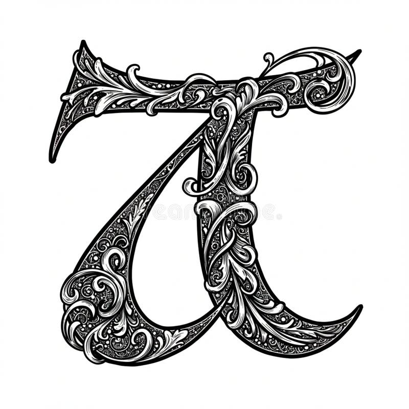 Elaborate Decorative Design of the Greek Letter "Pi" (?) with Intricate ...