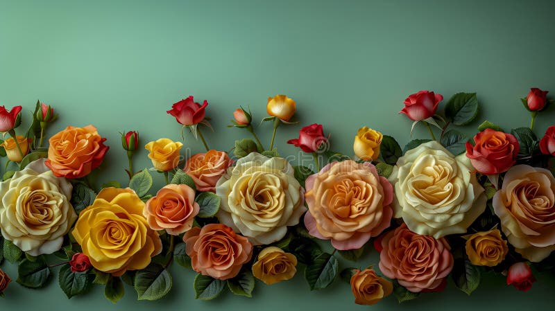 Elaborate Floral Display of Paper Roses on Teal Stock Illustration ...