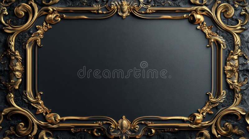 Elaborate Frame with Golden Ornaments in an Ornate Design Stock ...