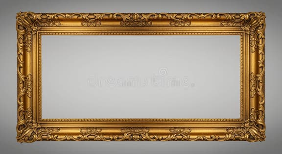 Elaborate Golden Frame with Ornate Details and Rectangular Opening ,AI ...