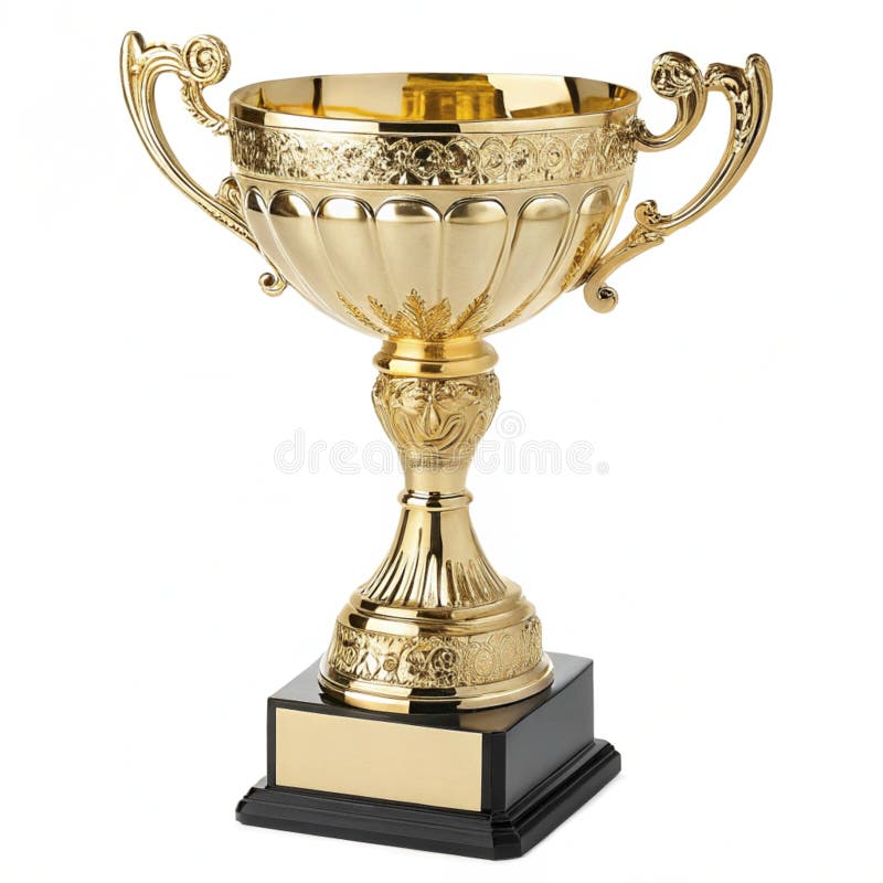 Elaborate Golden Trophy Cup Isolated on White Background Stock ...