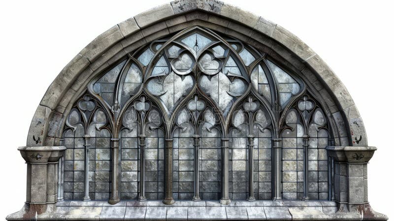 Gothic Window Design with Intricate Arches and Stained Glass from a ...