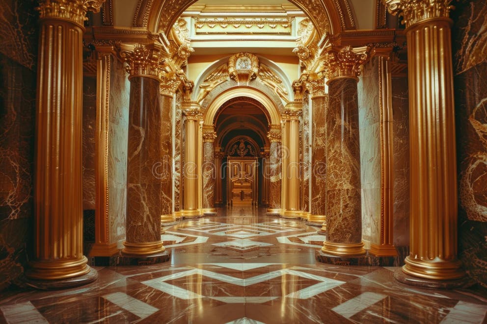 Elaborate Hallway stock image. Image of gilded, golden - 363151631