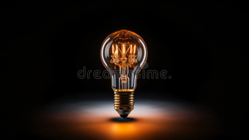 Elaborate Light Bulb on Black Background Stock Illustration ...