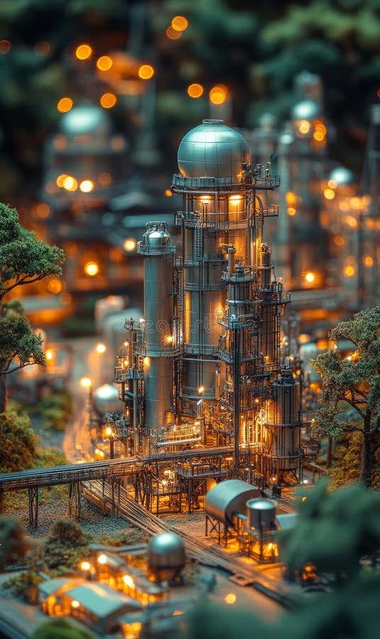 Miniature Industrial Landscape Intricate Details Vibrant Colors Stock ...