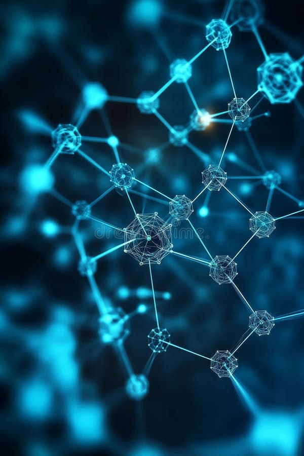Intricate Network of Blue Molecular Structures Illuminated Against a ...