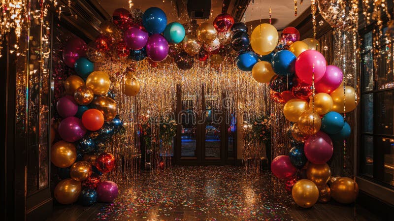 Elaborate New Yearâ€™s Party Decorations with Balloons and Confetti ...