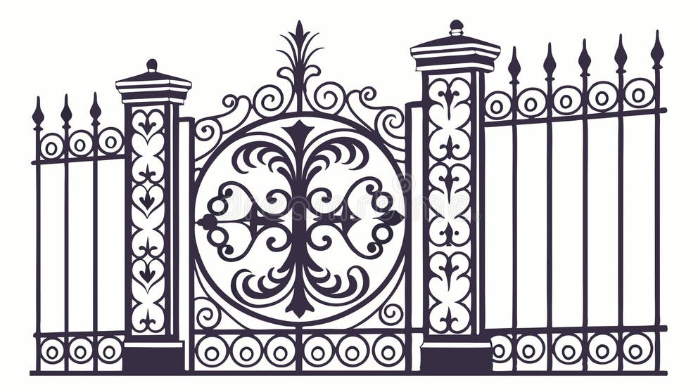Elaborate Ornate Metal Gate with Complex Design, Vector Design ...