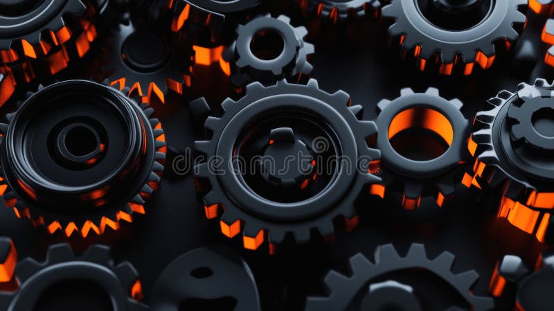 An Elaborate Setup of Black and Orange Gears, Embodying Precision ...