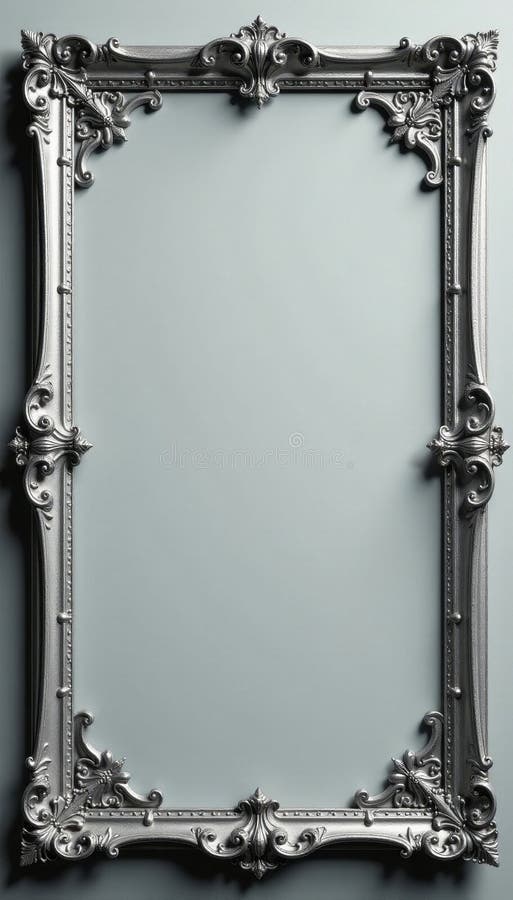 Elaborate Silver Frames on a Subtle Grey Backdrop , Background, Silver ...