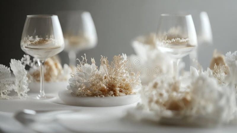 Elaborate Tasting Menu Presentation in Upscale Restaurant Setting Stock ...