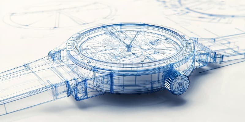 Elaborate Watch Blueprint Technical Drawing Precision Engineering ...