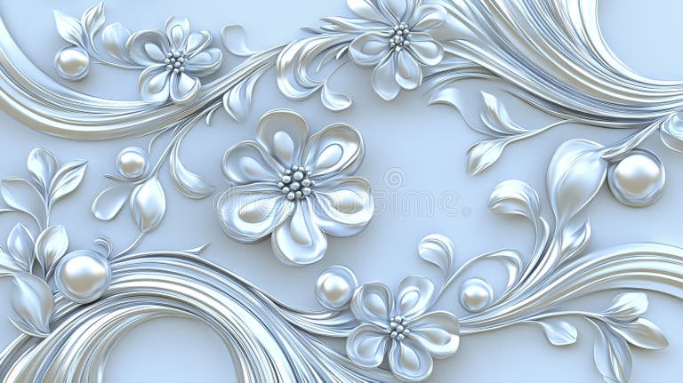 An Elaborate White Floral Relief Sculpture Enclosed in a Rectangular ...
