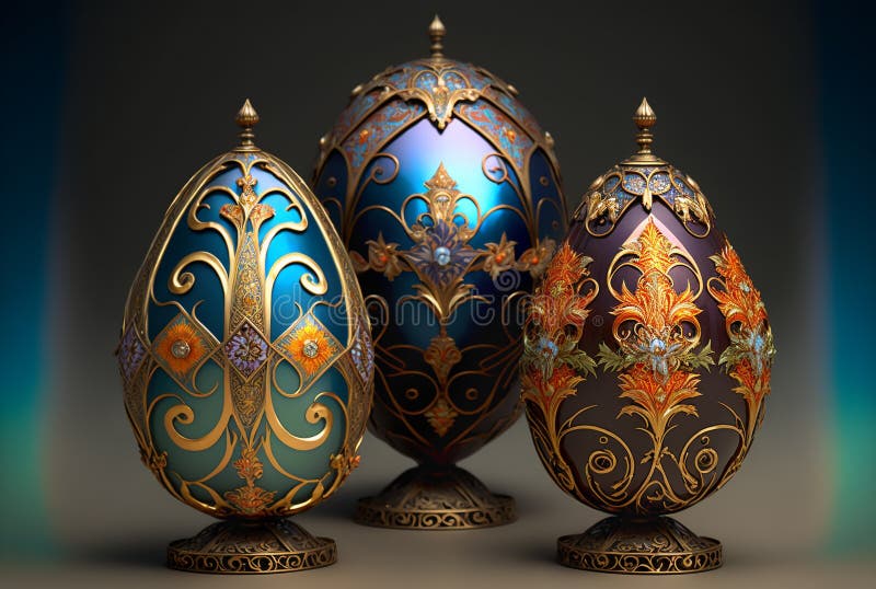Elaborately Decorated Chocolate and Candy Easter Eggs - Generative AI ...