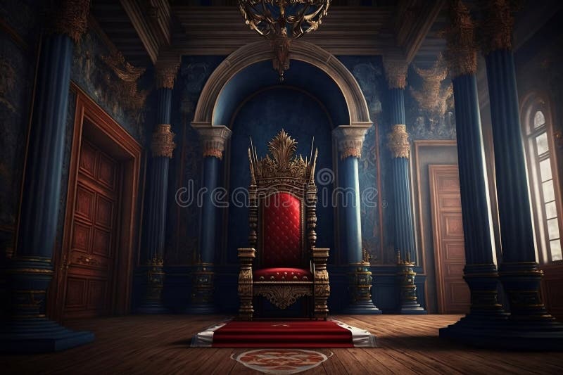 Elaborately Decorated Empty Throne in Castle Hall. AI Stock ...