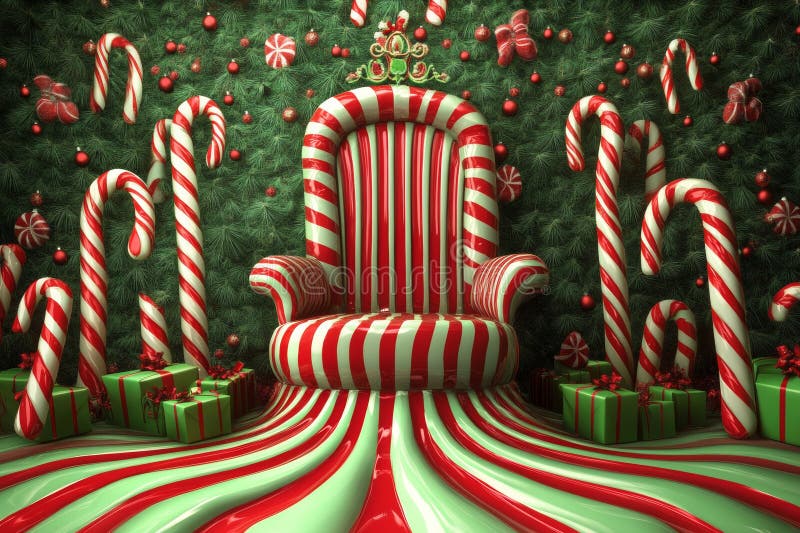 Elaborately Designed, the Candy Cane Throne Backdrop Features a ...
