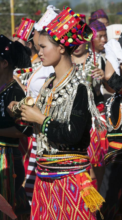 Elaborately Dressed Jingpo Woman Editorial Image - Image of dress ...