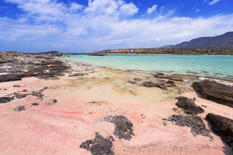 Pink Sand Of The Elafonisi Beach, Island Of Crete Stock Image - Image ...