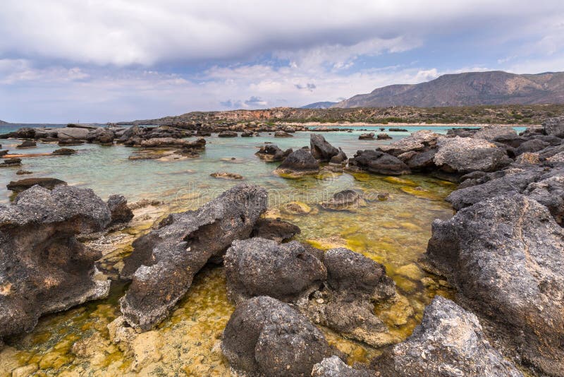 Elafonissi Beach with Pink Sand on Crete, Greece Stock Photo - Image of ...
