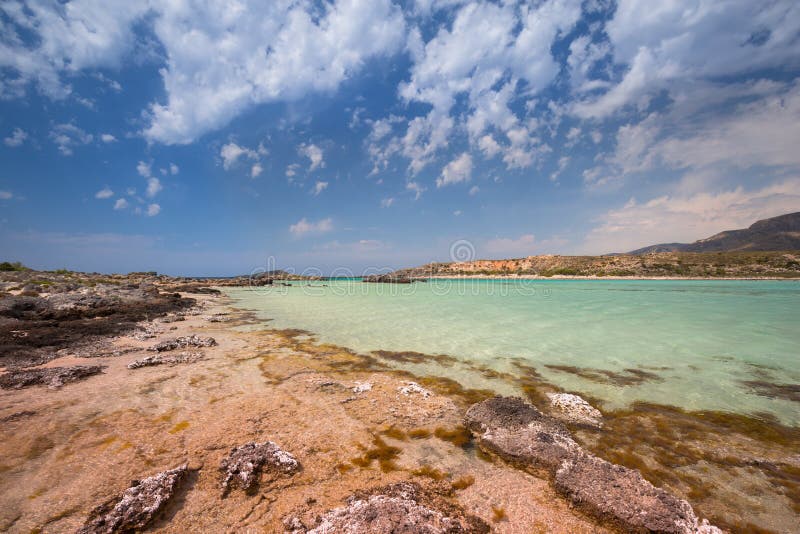 Elafonissi Beach with Pink Sand on Crete, Greece Stock Image - Image of ...