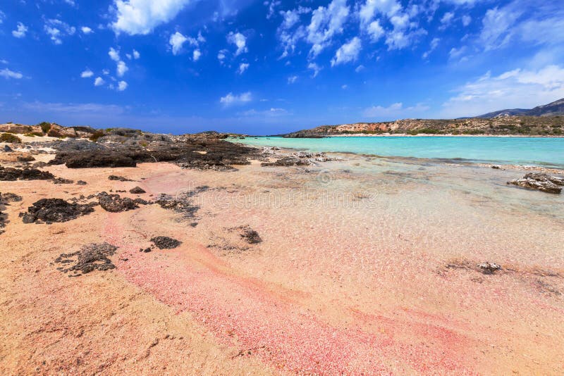 Elafonissi Beach with Pink Sand on Crete Stock Image - Image of ...