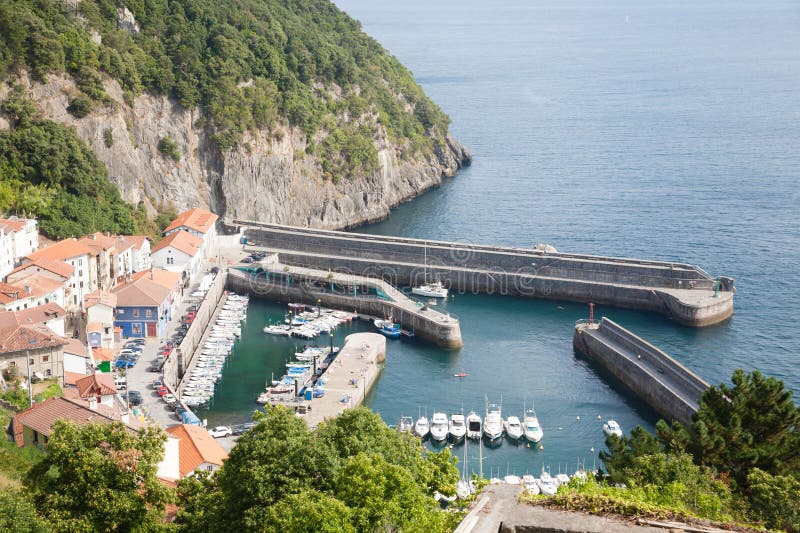 Elantxobe Harbour and Settlement Top View, Spain Stock Image - Image of ...