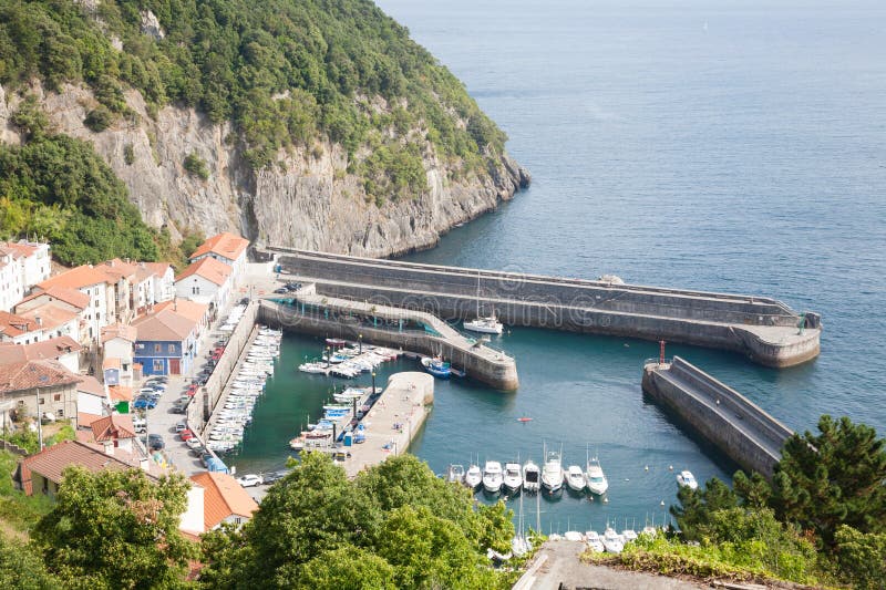 Elantxobe Harbour and Settlement Top View, Spain Stock Image - Image of ...