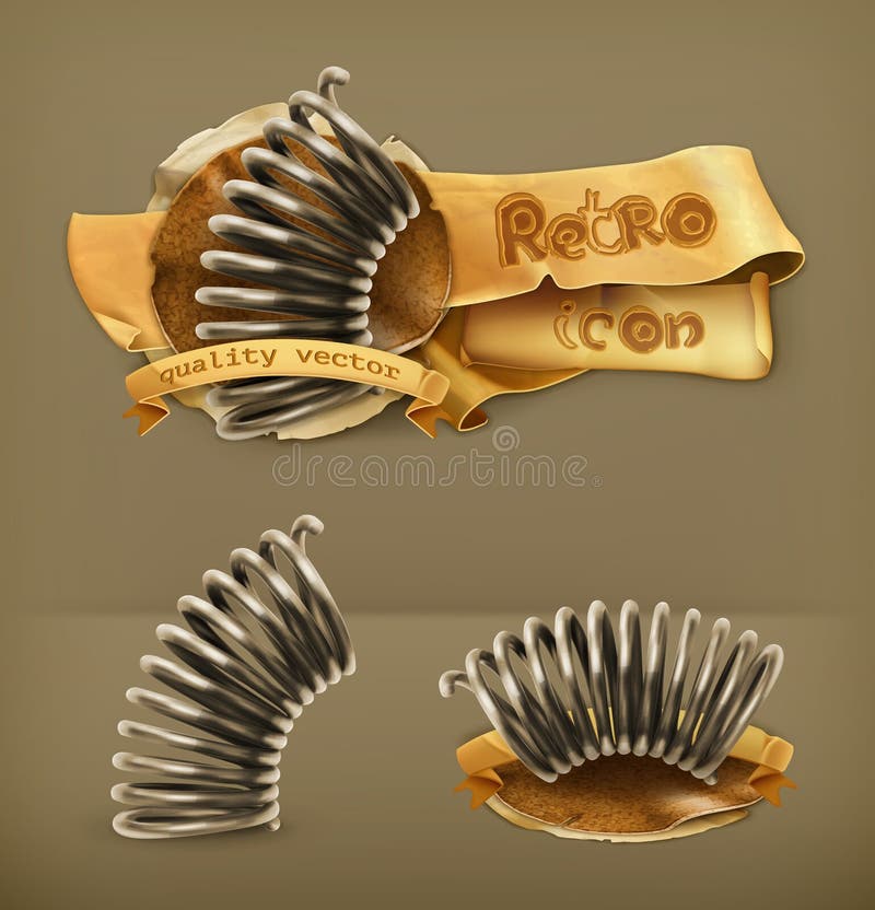 Elastic metal spring icons stock vector. Illustration of emblem - 57417438