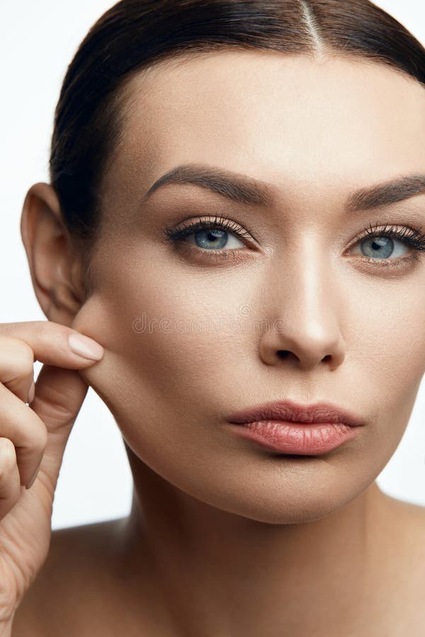 Elastic Skin. Woman with Beautiful Face. Stock Photo - Image of high ...