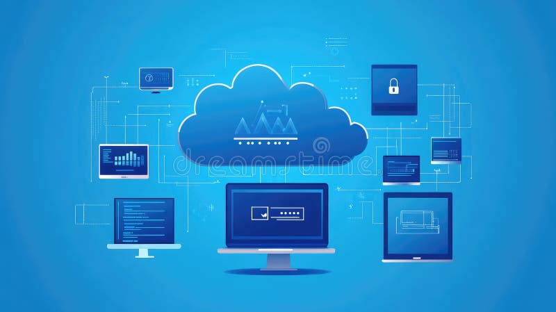 Elasticity Stretching Cloud Computing Stock Illustration - Illustration of hybrid, migration ...