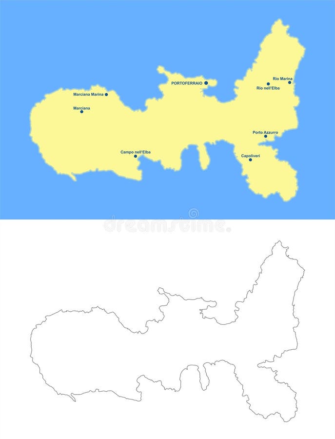 Elba Island Map - Cdr Format Stock Vector - Illustration of additional ...