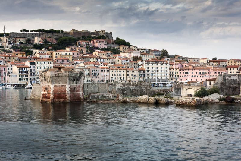 Elba old harbor stock photo. Image of buoy, ferry, brick - 62228102