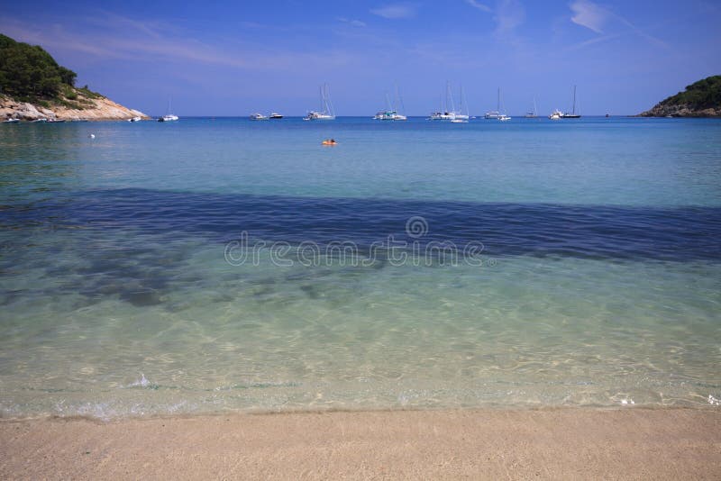 Forno Beach, on the Biodola Bay, Elba Island. Stock Image - Image of ...