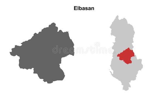 Elbasan outline map stock illustration. Illustration of area - 378837009