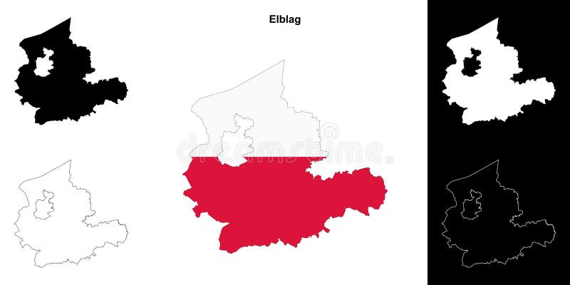 Elblag outline map stock vector. Illustration of vector - 356913503