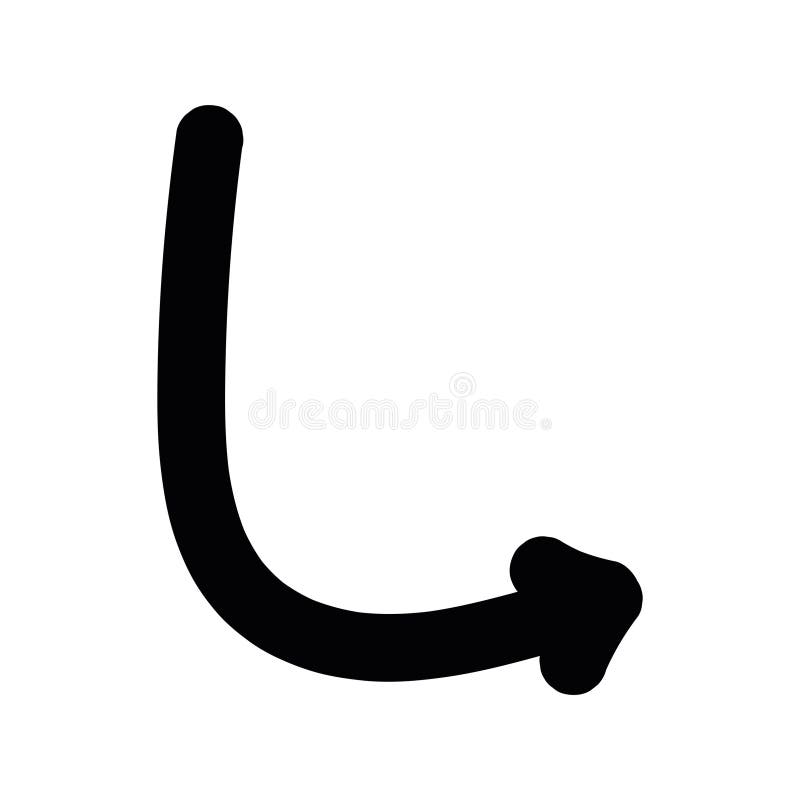 Elbow Arrow Curved Down stock vector. Illustration of orientation ...