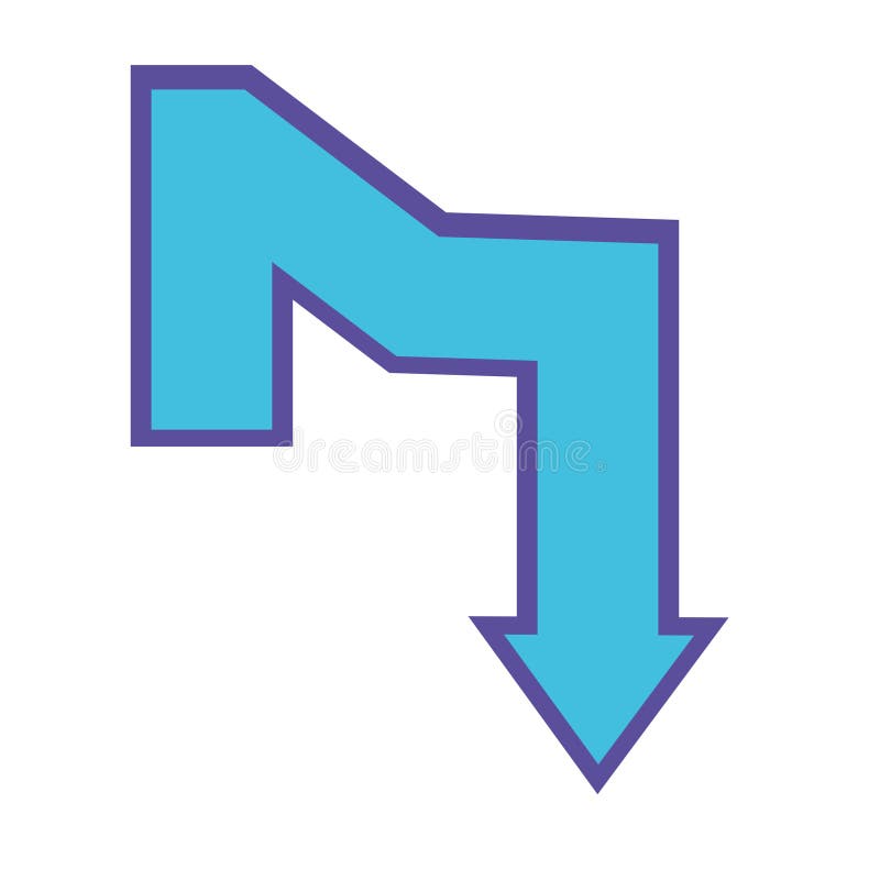 Elbow Arrow Downward Sharp Turn Stock Illustration - Illustration of ...