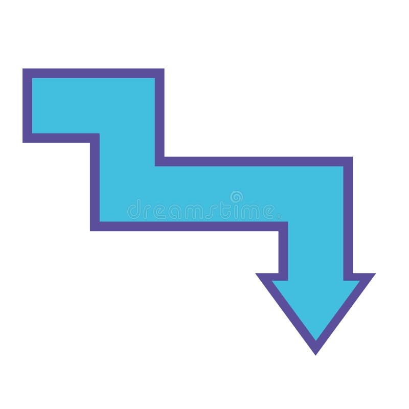 Elbow Arrow Zigzag Downward Stock Illustration - Illustration of blue ...