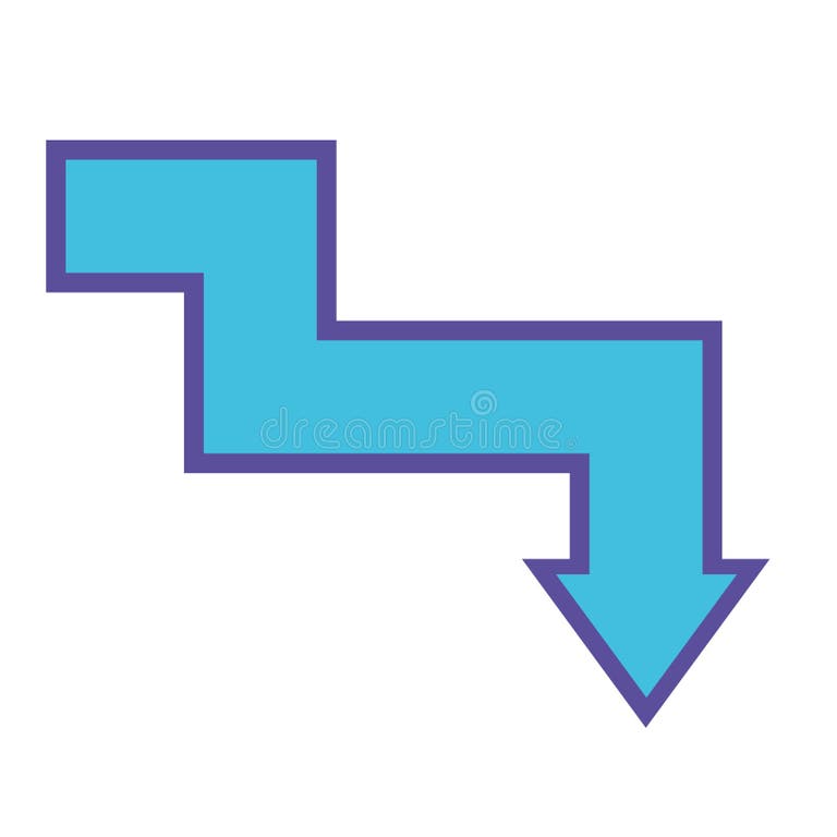 Elbow Arrow Zigzag Downward Stock Illustration - Illustration of blue ...