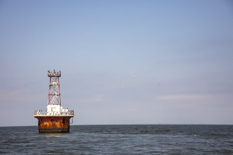 Elbow of Cross Ledge Lighthouse with Copy Space Stock Photo - Image of ...