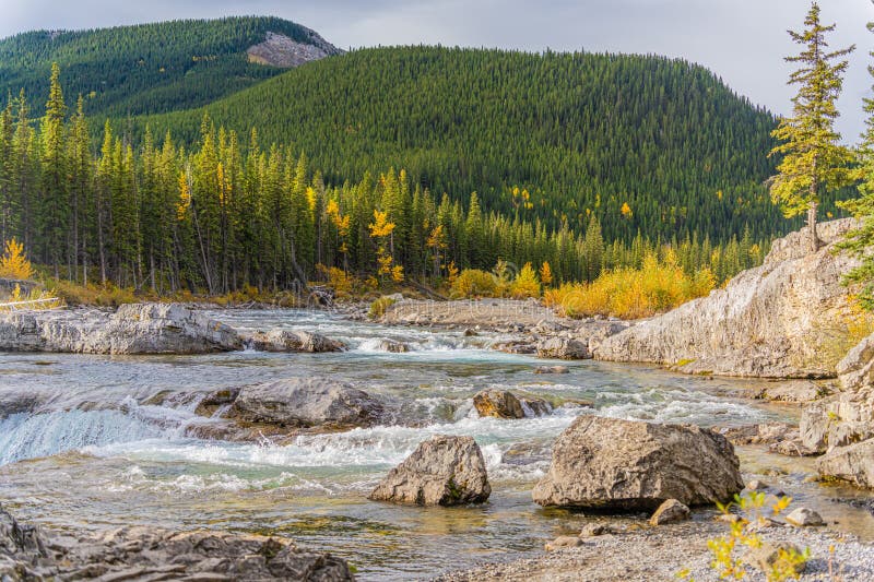 Elbow Falls in the Kananaskis Provincial Park Alberta Stock Photo ...
