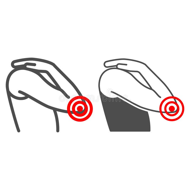 Pain in Elbow Line Icon, Body Pain Concept, Elbow Pain Sign on White ...