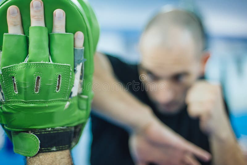 Elbow Kick Technique Training with Focus Mitts. Elbow Strike and Punch ...