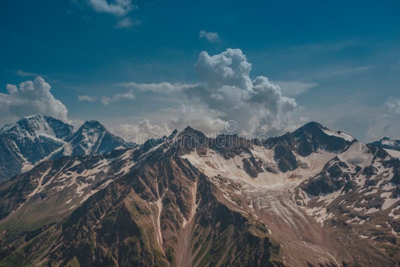 Mountains in Summer. Greater Caucasus Mountains from Mount Elbrus Stock ...