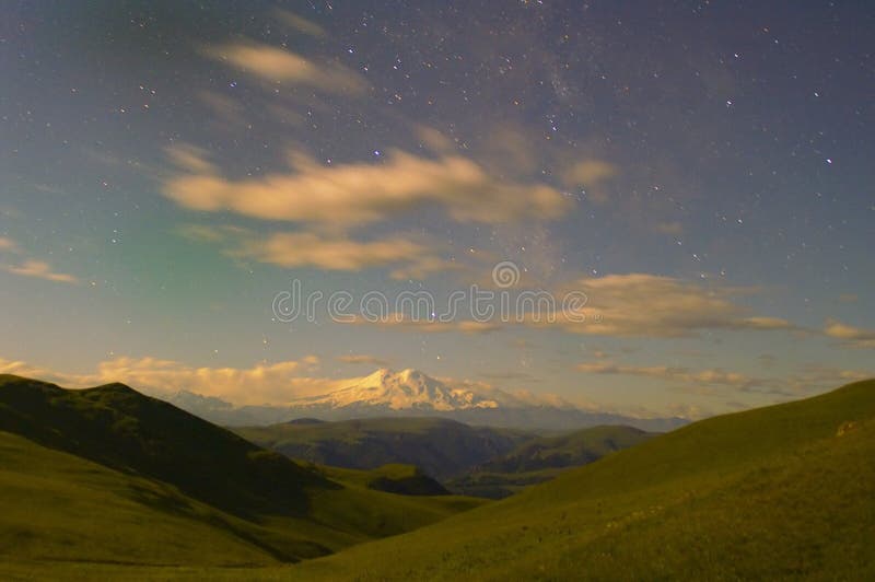 Elbrus Under Light of Stars Stock Image - Image of chasm, planet: 2645479