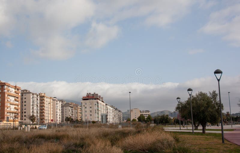 Elda City View with a Dense Mass of White Clouds Approaching Stock ...