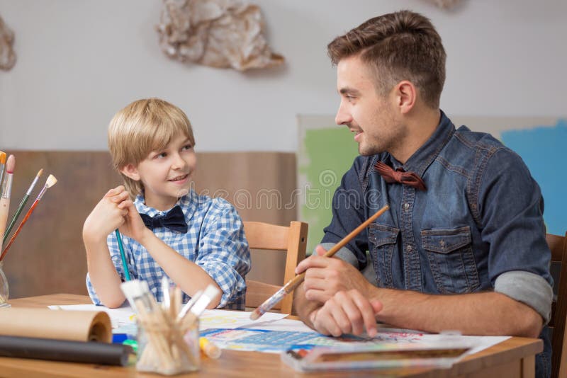 Elder Brother Painting with Sibling Stock Image - Image of painting ...