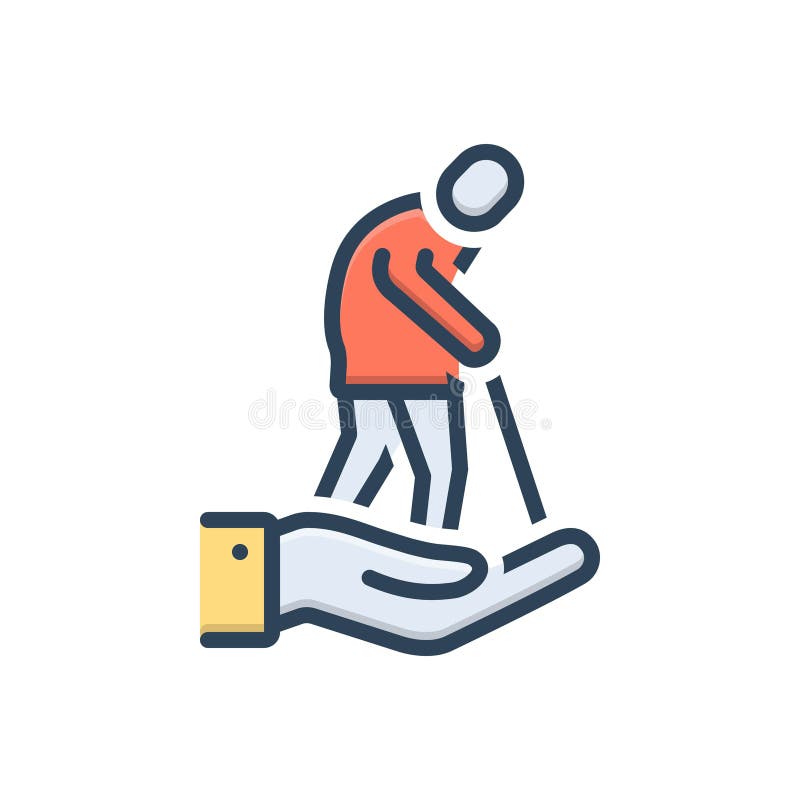 Color Illustration Icon for Elder Care, Care and Elderly Stock Vector ...