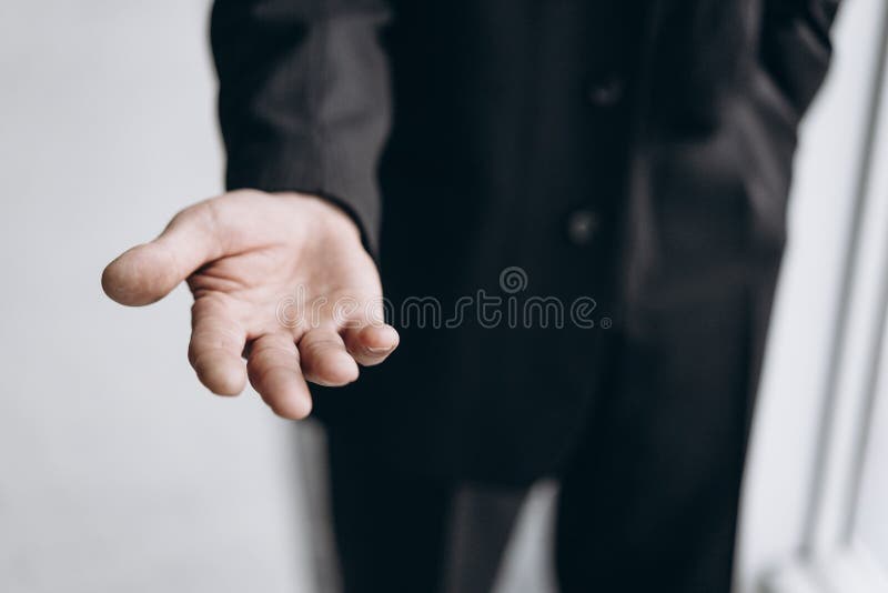 Elder Man in Big Office Centre Show Empty Hand. Business Man Stock ...