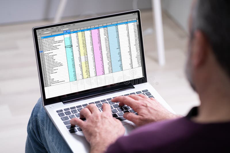 Elder Man Using Spreadsheet Data Stock Image - Image of human ...